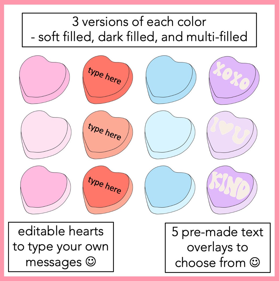 Valentine Candy Hearts Clipart | Pastel Rainbow Clipart | Digital ...