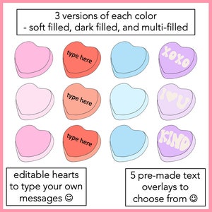 Valentine Candy Hearts Clipart | Pastel Rainbow Clipart | Digital ...
