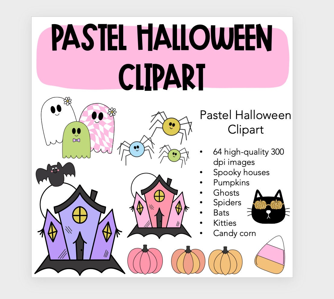 Halloween Clipart | Pastel Rainbow Clipart | Digital Images - Etsy