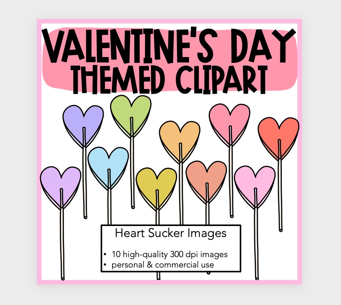 Valentine Heart Suckers Clipart Pastel Rainbow Clipart Digital Images ...