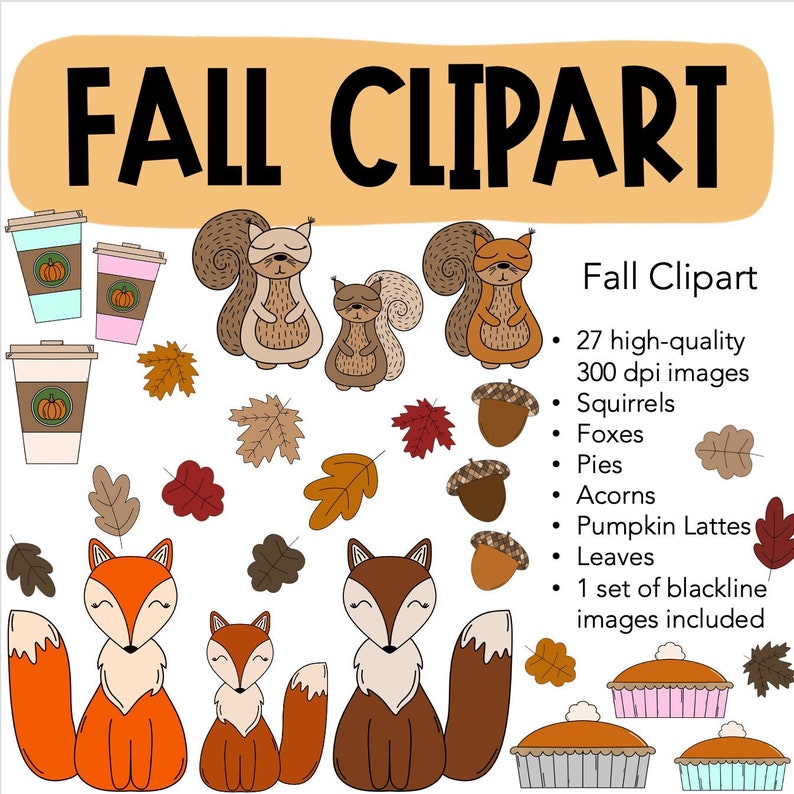 Fall Clipart | Autumn Clipart | Digital Images - Etsy