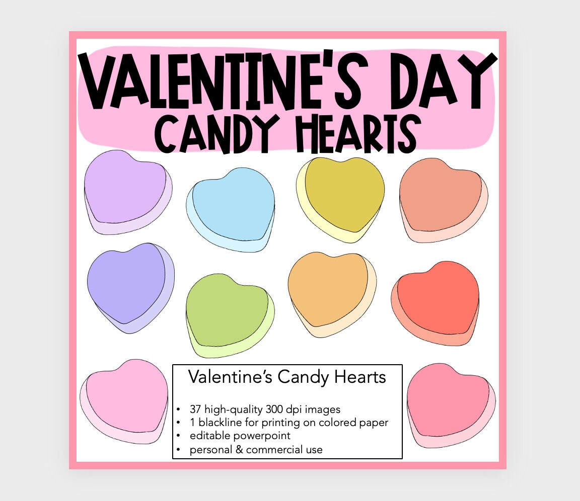 Valentine Candy Hearts Clipart Pastel Rainbow Clipart Digital Images ...