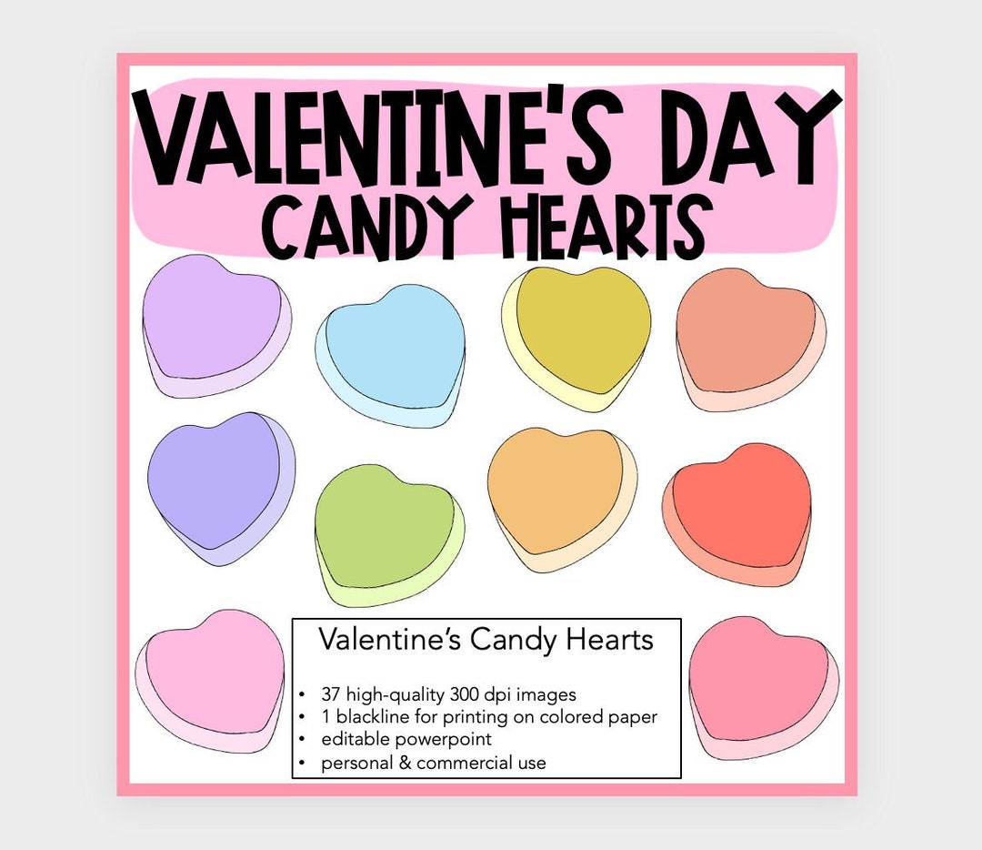 Valentine Candy Hearts Clipart | Pastel Rainbow Clipart | Digital ...
