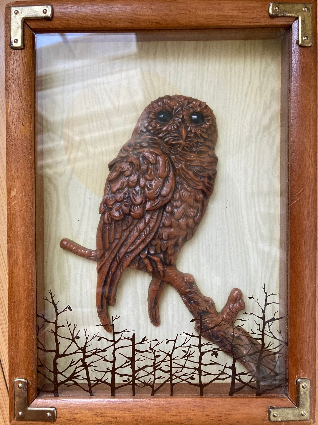 Owl Vintage 3D Shadow Box Wall Art Lucid Lines of California Painting ...