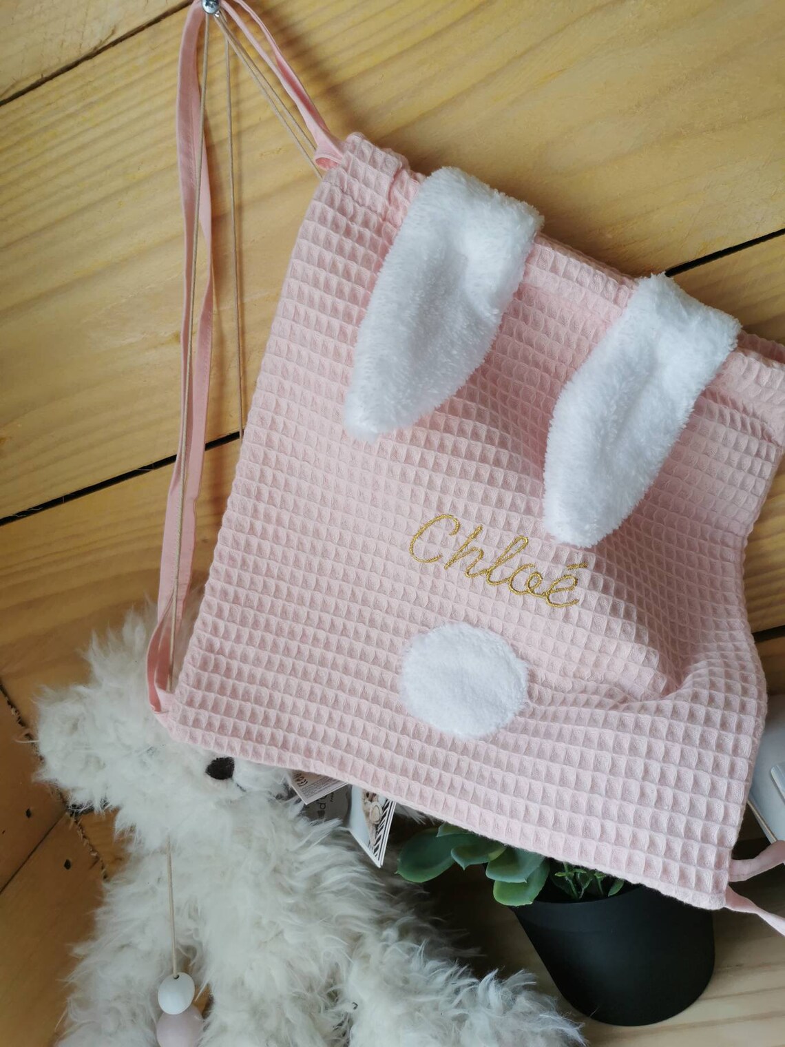 Embroidered Backpack – Rabbit – School Blanket Bag - Kindergarten ...