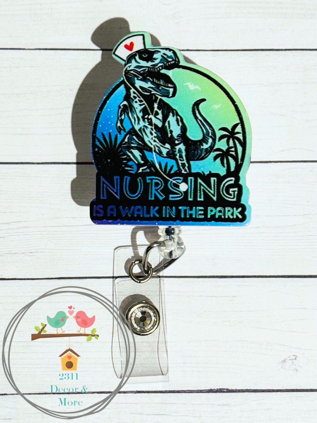 Nursing Walk in the Park RN Nurse Hospital LPN Badge Reel Work ID Tag ...