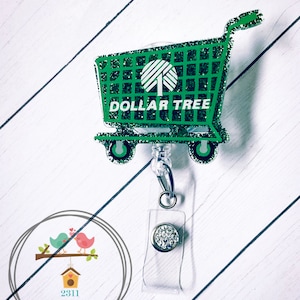 Dollar Tree Store Shopping Cart Basket Work Office Badge Reel Accessory ...
