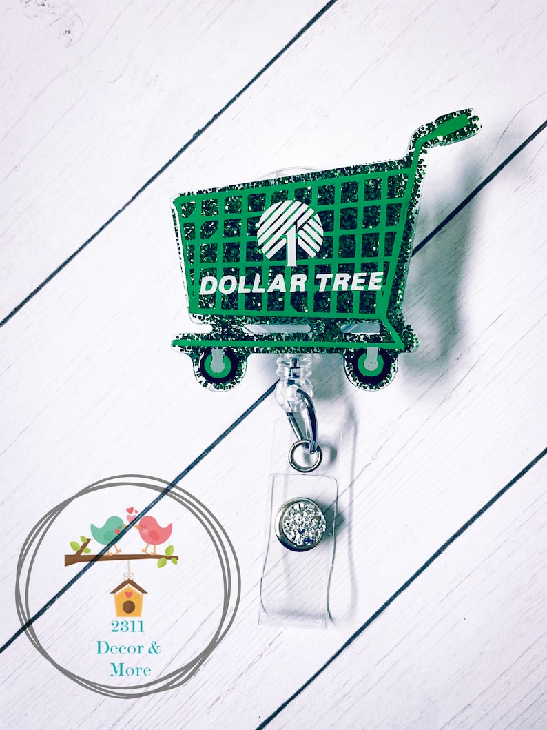 Dollar Tree Store Shopping Cart Basket Work Office Badge Reel Accessory ...