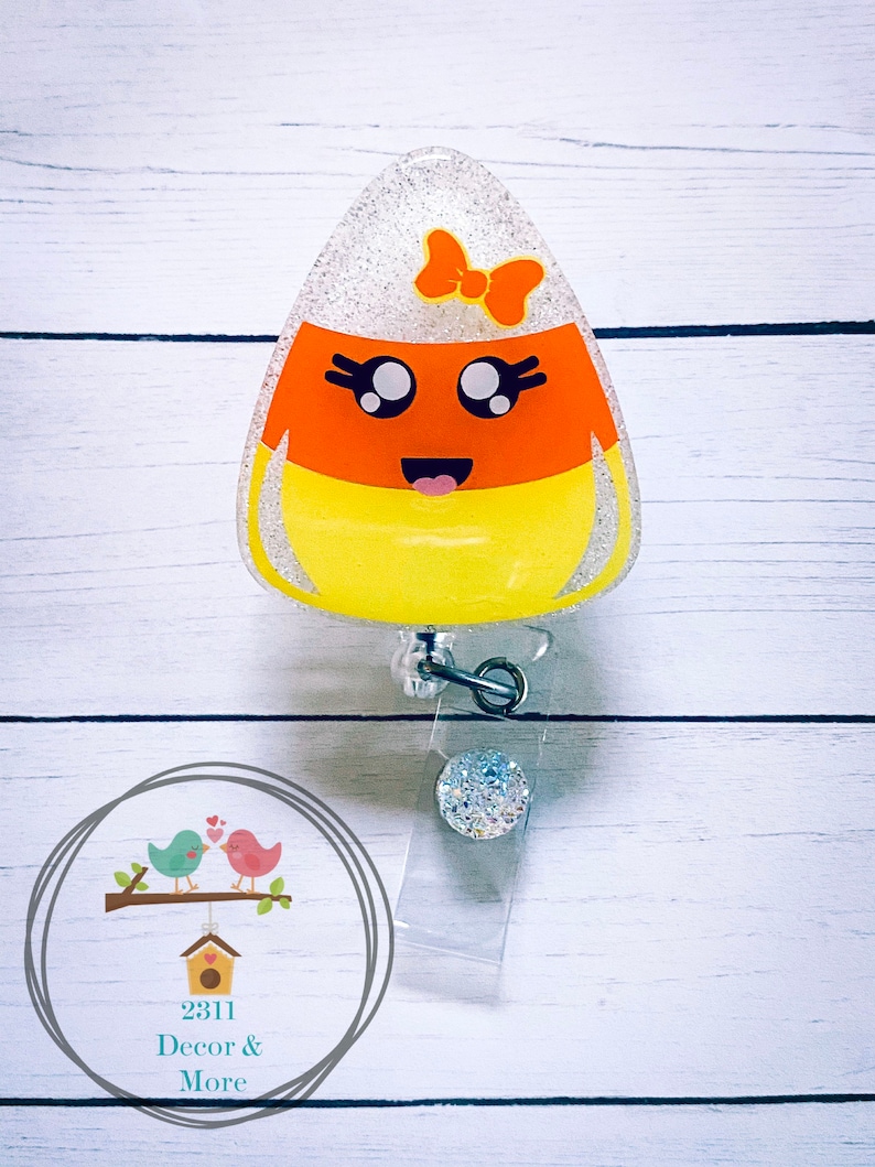 Candy Corn Badge Reel: Interchangeable Halloween Accessory - Etsy