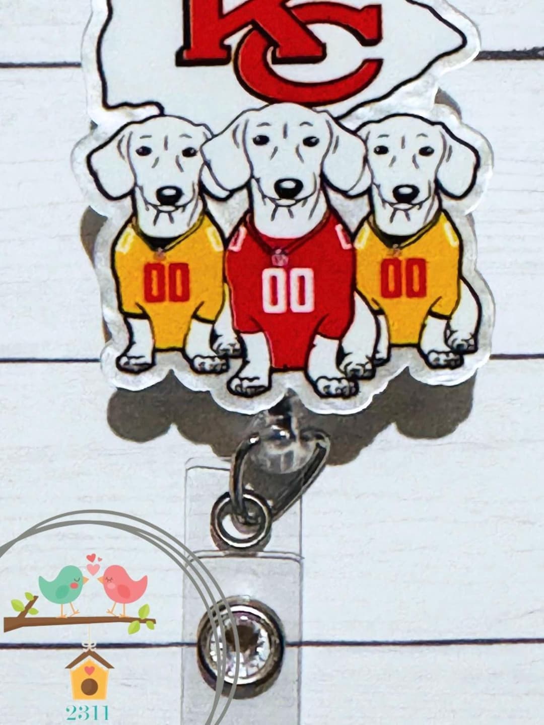 Kansas City Chiefs Dachshund Weiner Puppy Dog Football Sports Badge ...