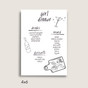 Girl Dinner Menu Template - Etsy