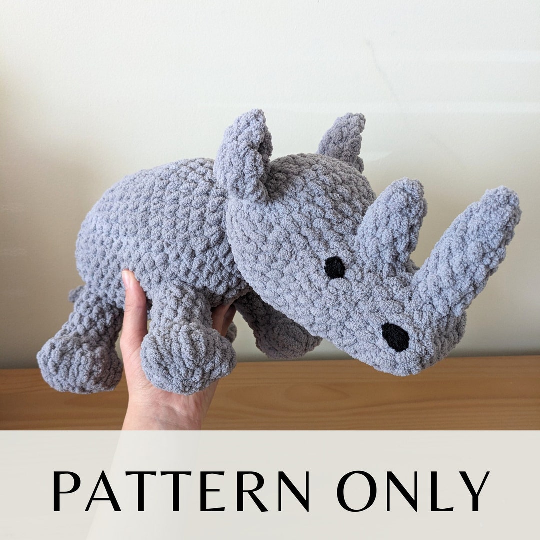 Crochet Pattern - Rhinoceros Plush | Amigurumi Rhino, Crochet Rhino ...