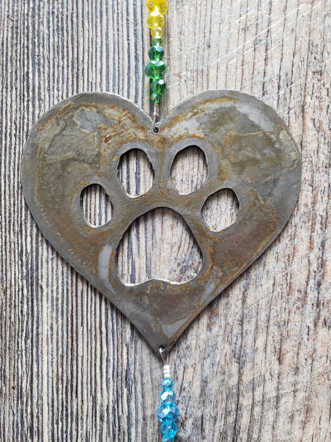Rainbow Bridge Heart Paw Suncatcher - Etsy