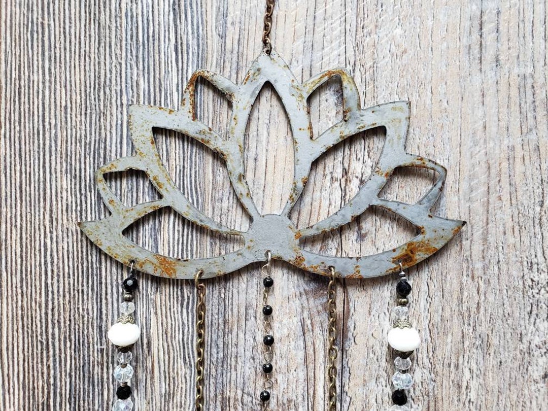 Black and White Lotus Flower Wind Chime - Etsy