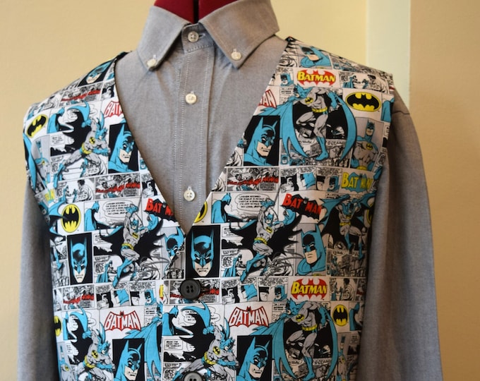 Men's Batman Comic Strip Waistcoat/vest; Matching Bowtie Available - Etsy