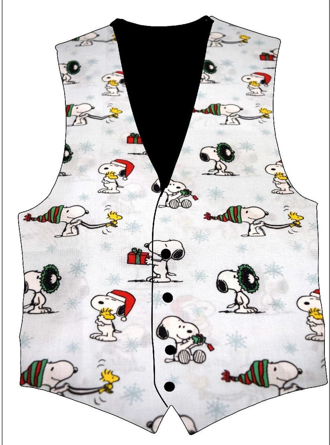 Mens Waistcoat/vest Made With Christmas White Snoopy - Etsy