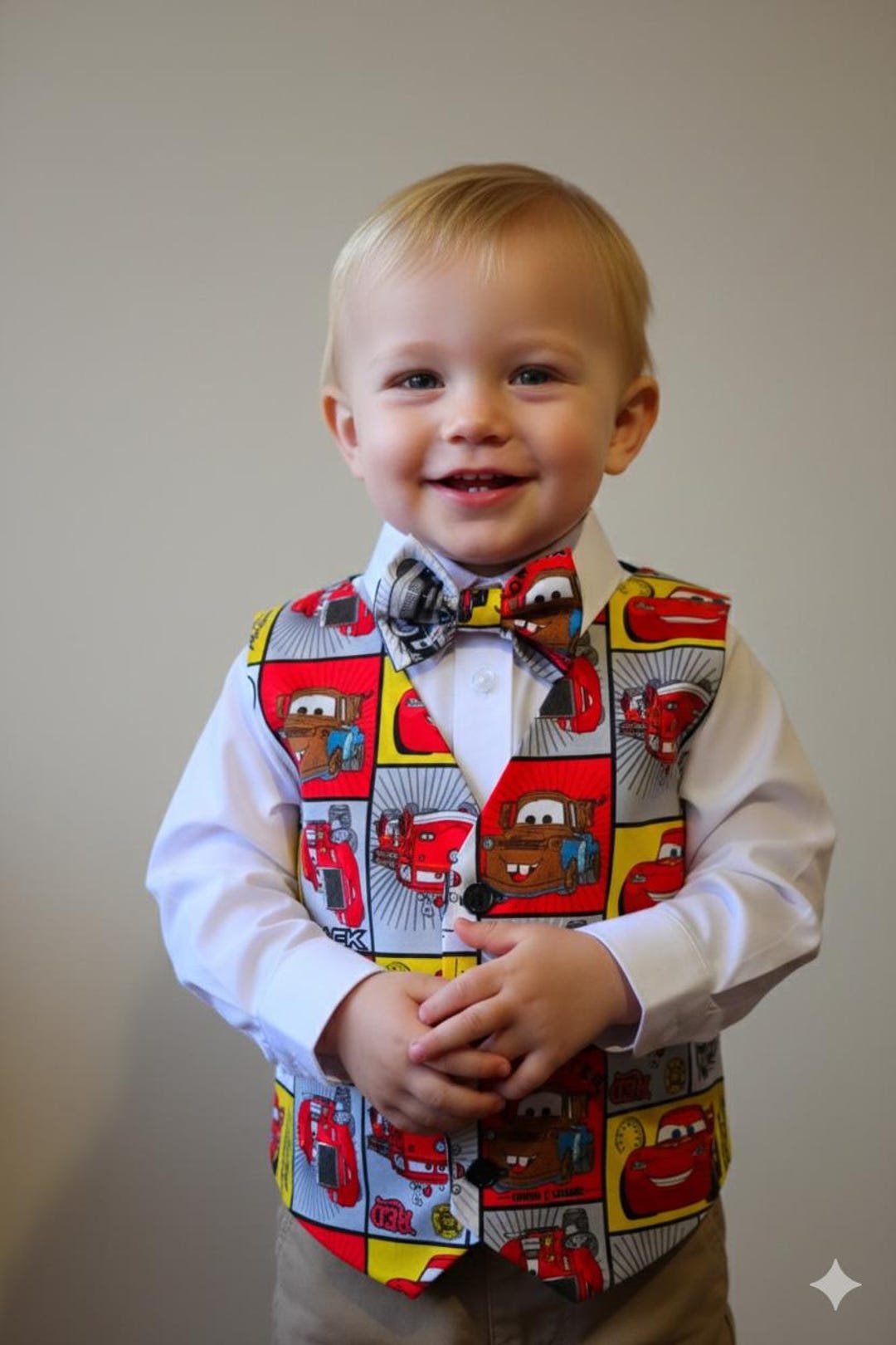 Handmade Racing Car Waistcoat, Bowtie Set, Toddler Size 1-2 Years Last ...