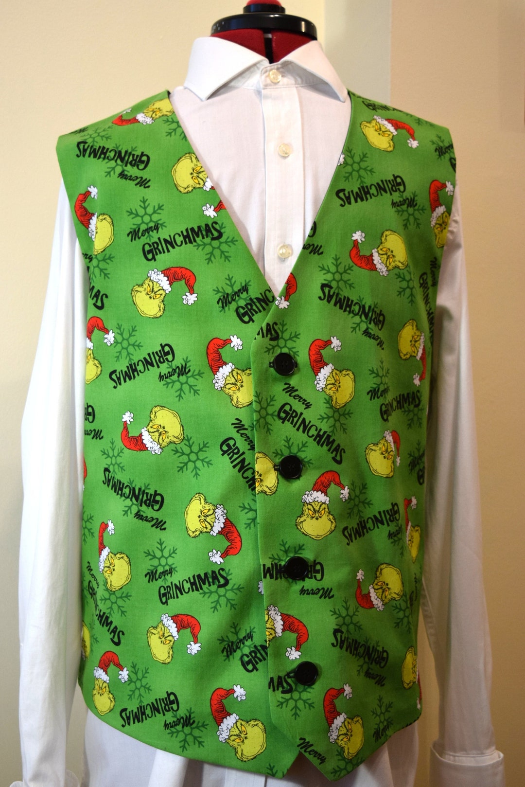 Mens Christmas Grinch Green Waistcoat/vest Matching Bowtie Available - Etsy