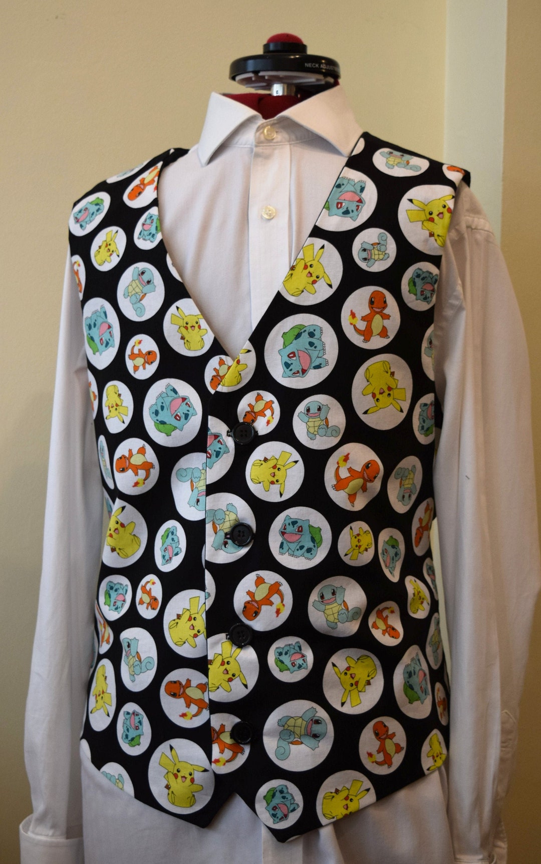 Boys Pokemon Waistcoat/vest Made With Pokemon Circles, With Pikachu and ...