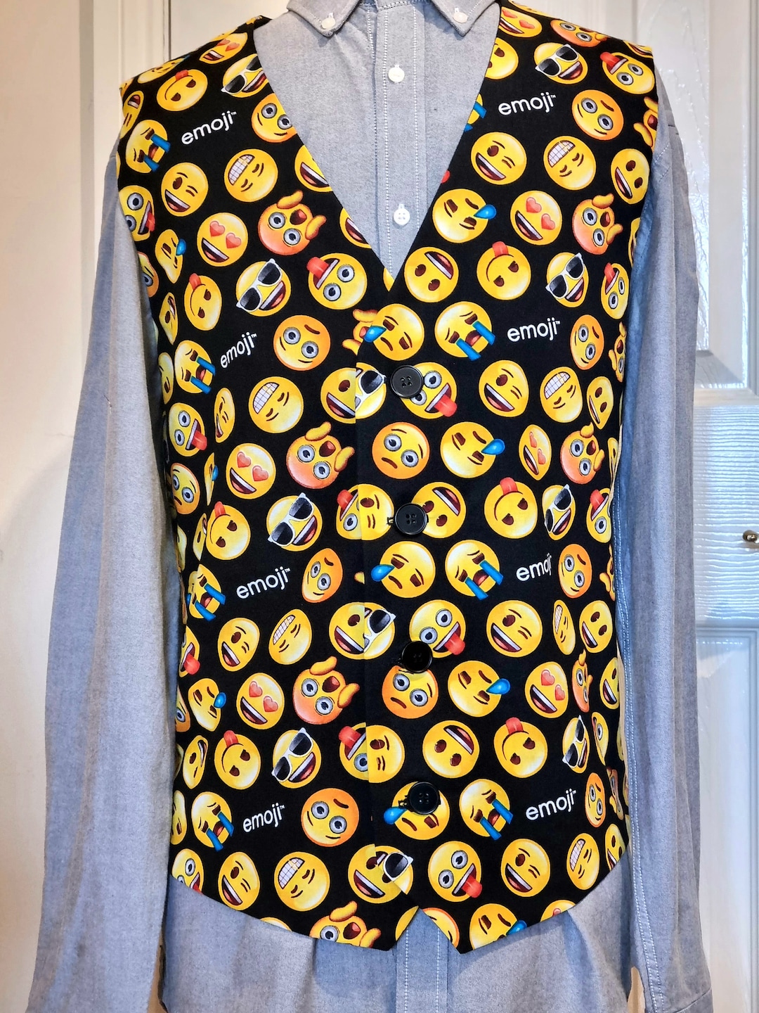 Men's Emoji Fabric Waistcoat/vest Matching Bowtie Available - Etsy