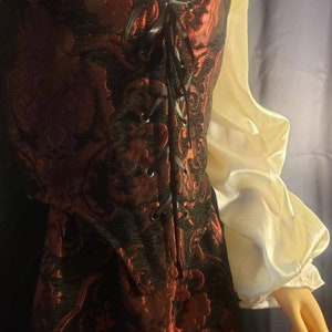 4 Piece Red & Black Brocade/black Velvet Rennaisance Dress With Tudor ...