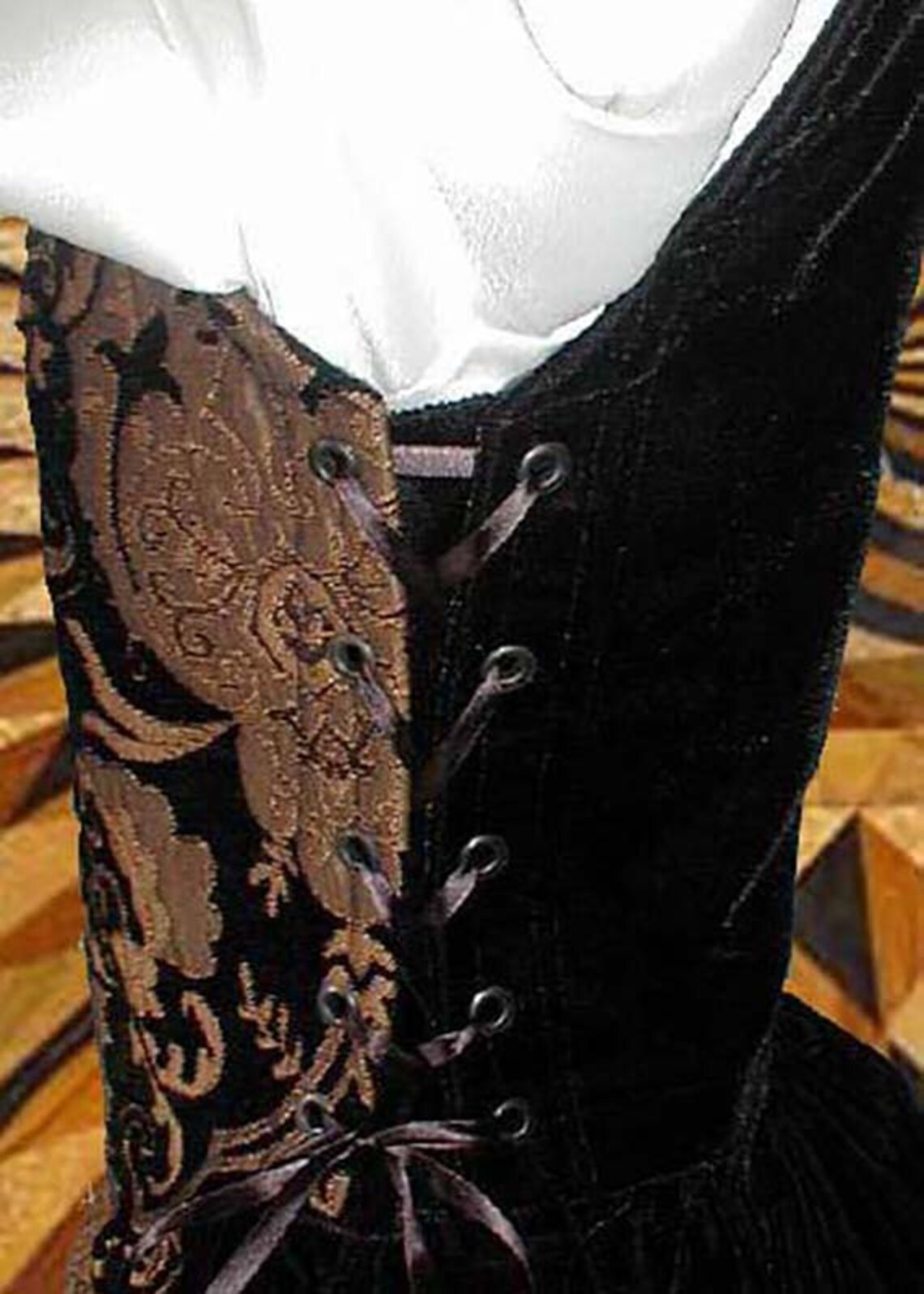 Renaissance Medieval Black Brocade "julian" Dress Bodice, Skirt ...