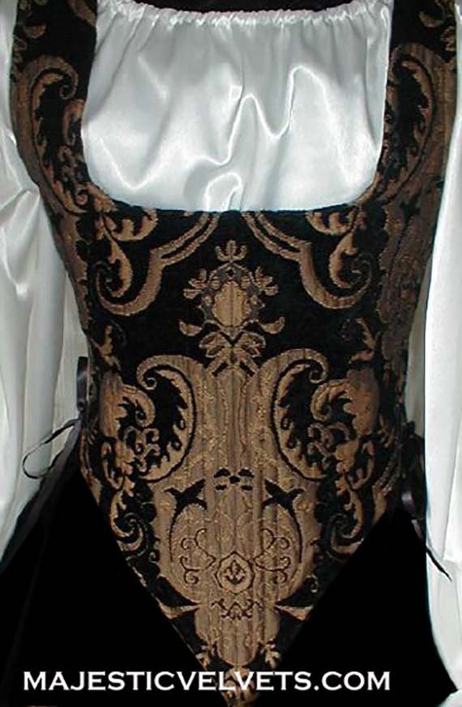 Renaissance Medieval Black Brocade "julian" Dress Bodice, Skirt ...