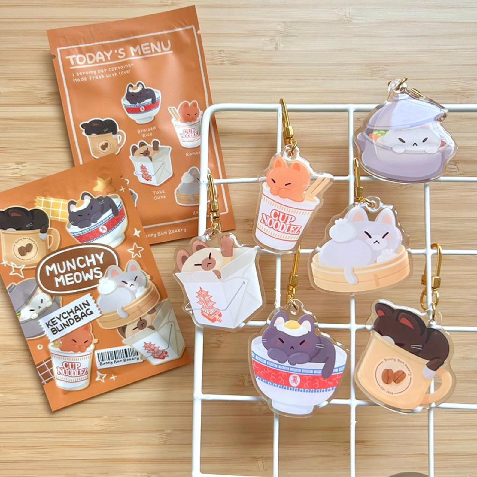 Munchy Meows Blind Bag | Acrylic Keychain | Glossy Vinyl Sticker | Cute ...