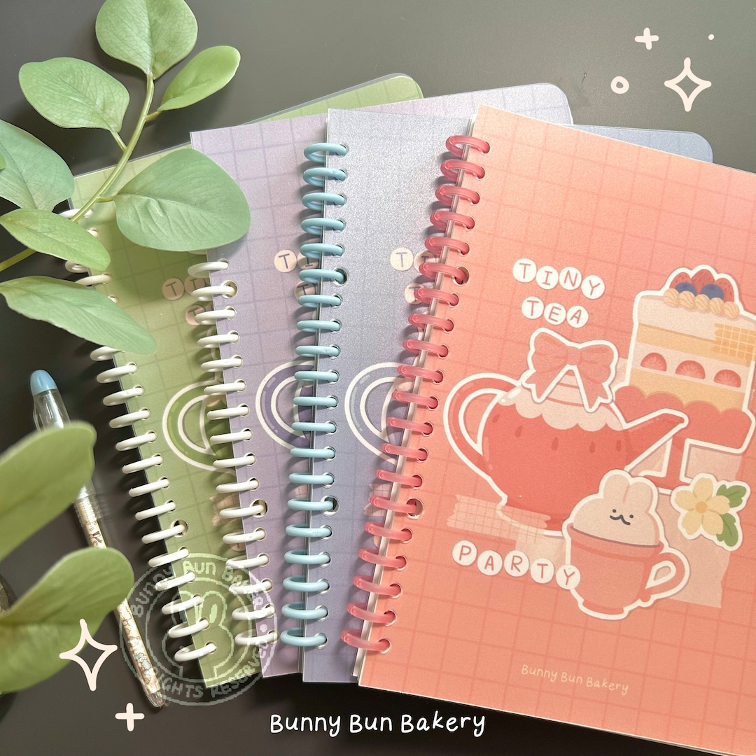 Tiny Tea Party Notebooks (4 Colors Removable Pages) | A5 8.5 X 6 Inch ...