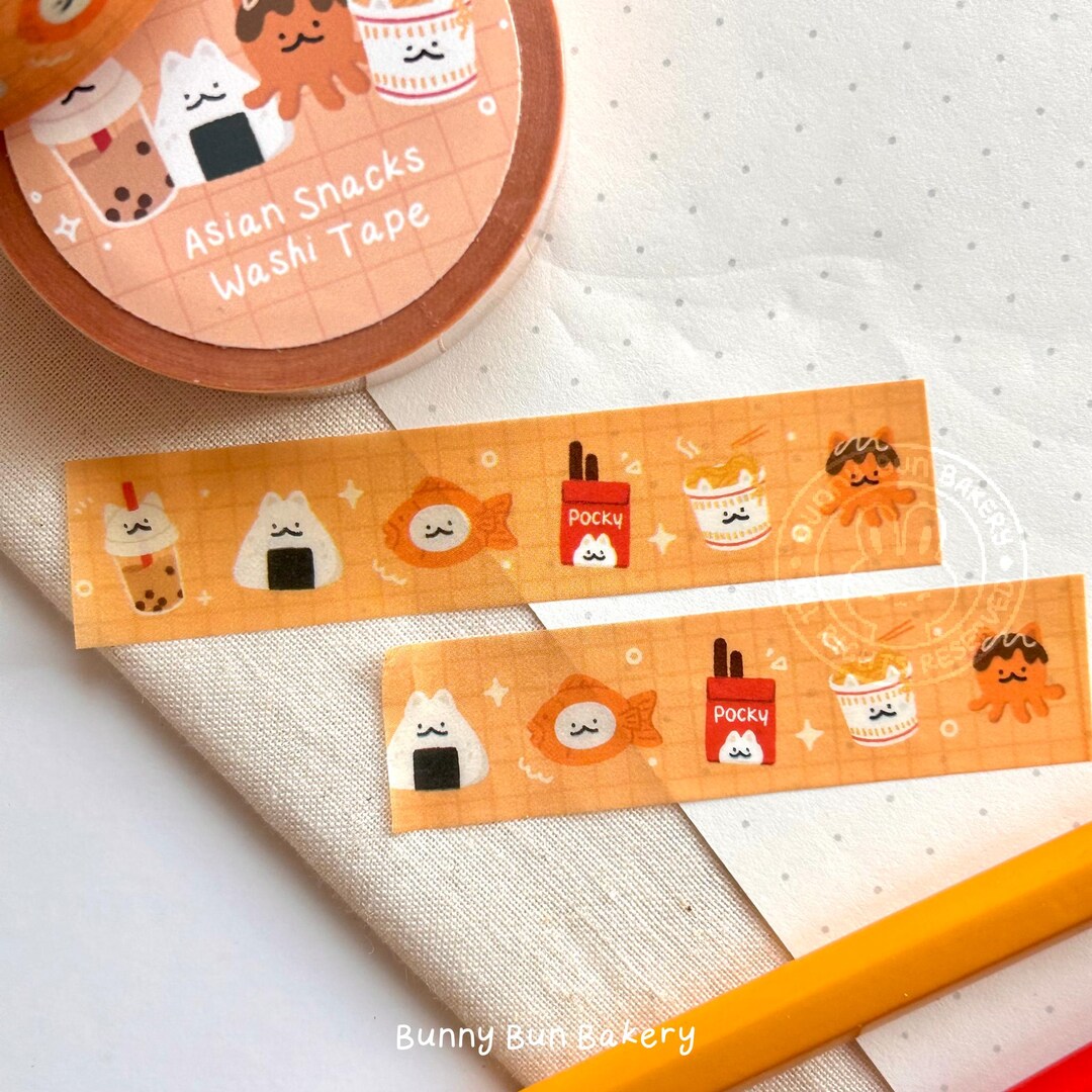 Asian Snack Cat Washi Tape | Cute Kawaii Journaling (15mm X 10m) - Etsy