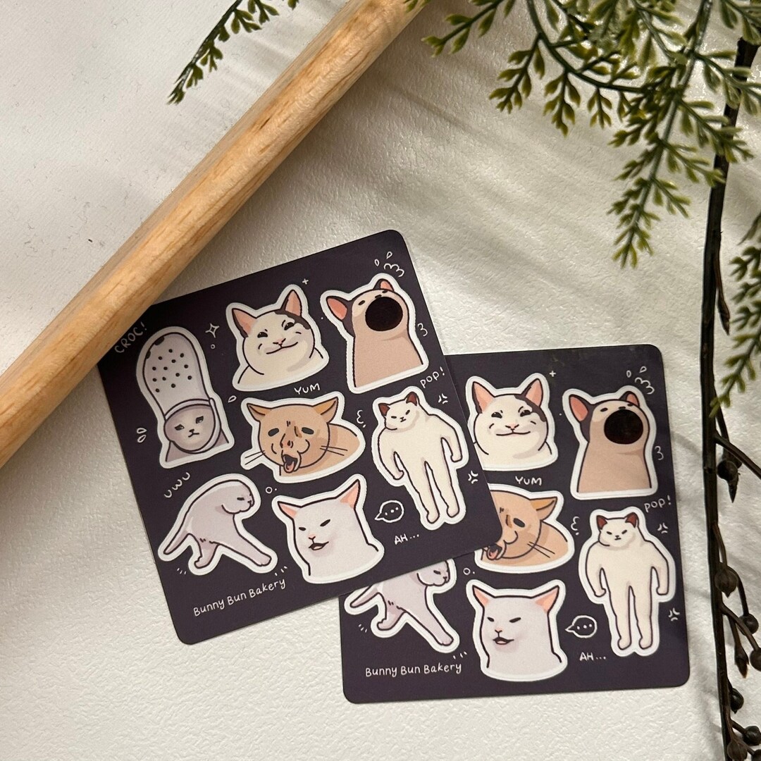 Meme Cats Sticker Sheet Glossy Vinyl Stickers Daily Journal Scrapbook ...