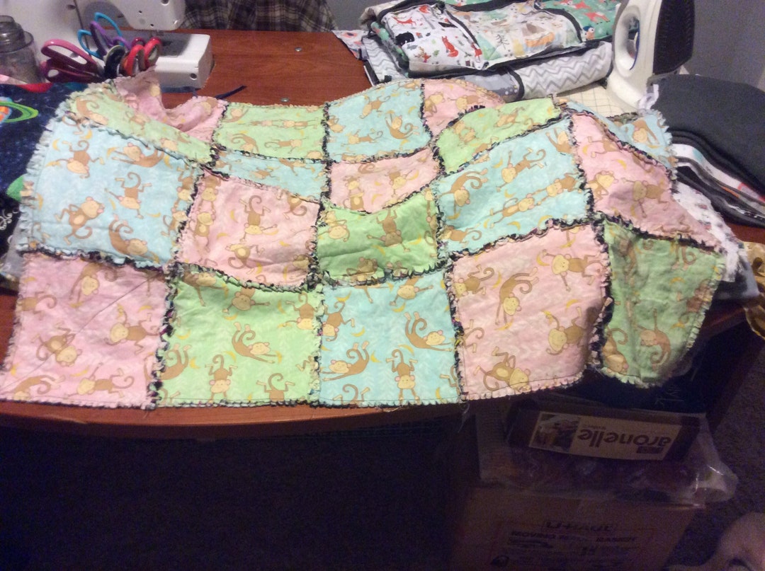 Monkey Rag Quilt-baby Sized Quilt - Etsy