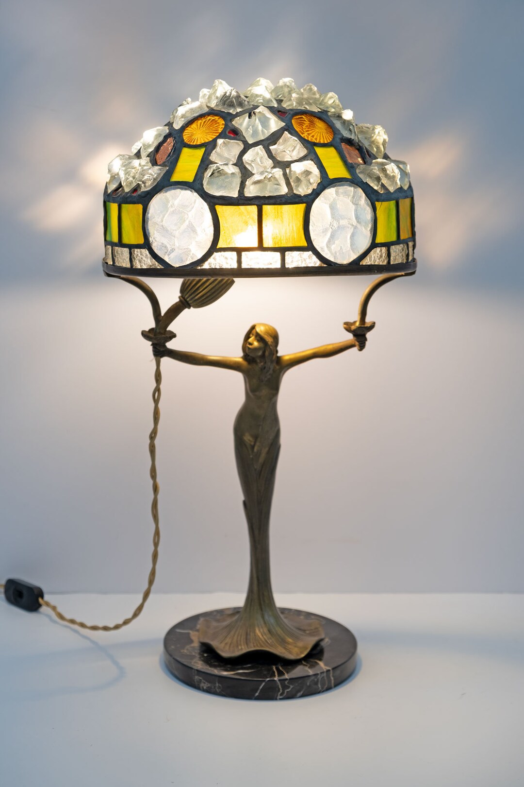 French Art Nouveau "tiffany Style" Table Lamp, 1930s - Etsy