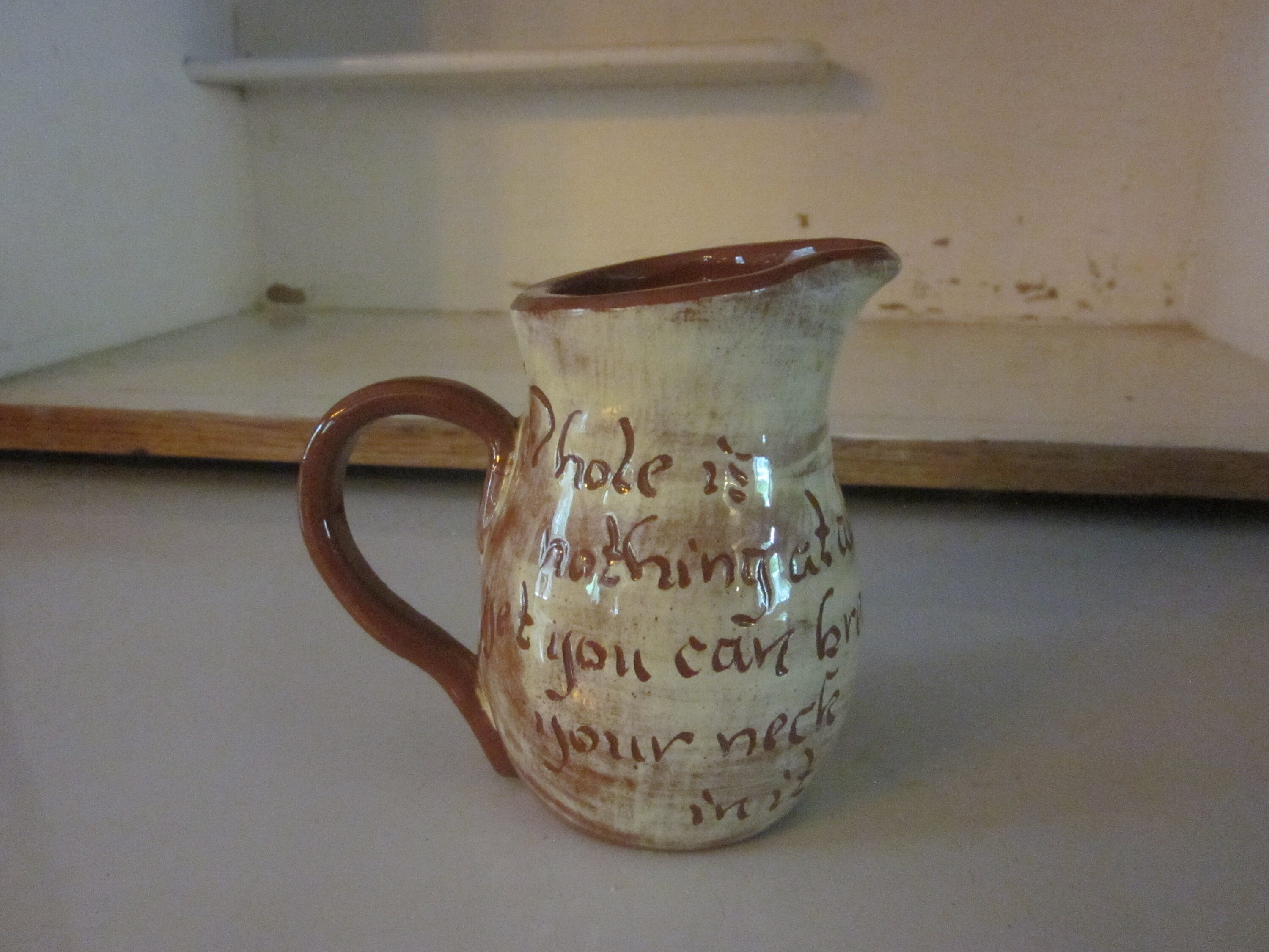 Motto Ware Pottery Small Pitcher or Creamer a Hole is - Etsy