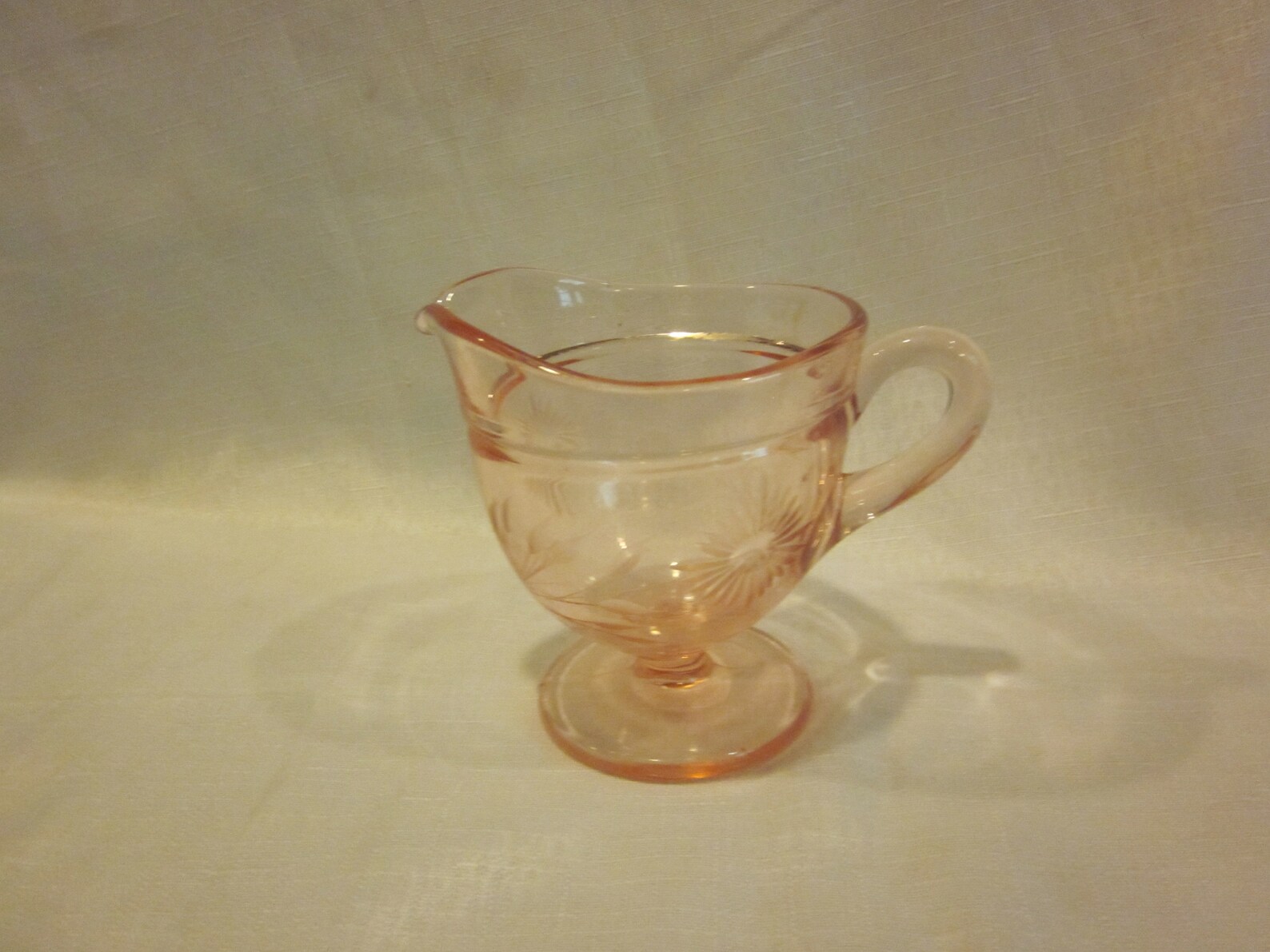 Vintage Pink Cut Glass Creamer Vintage Glass Creamer Starburst Floral ...