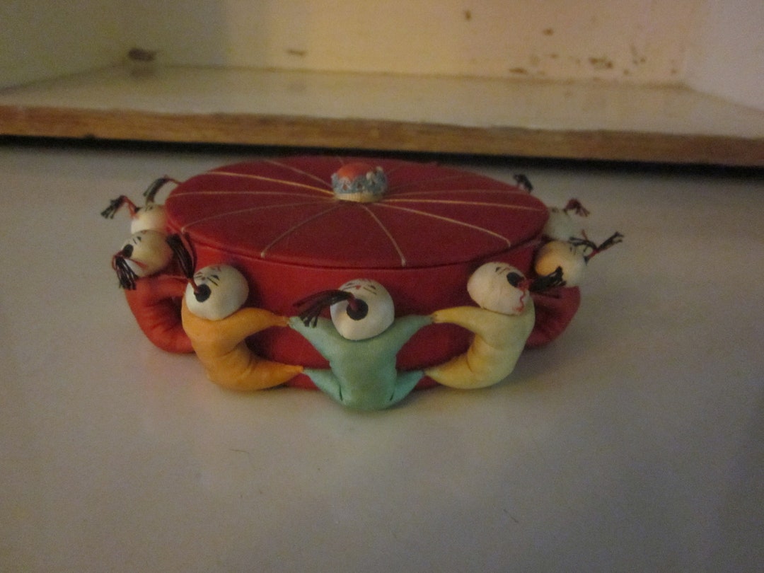 Chinese Red Sewing Box Silk Chinese Trinket Box With Storage Basket ...