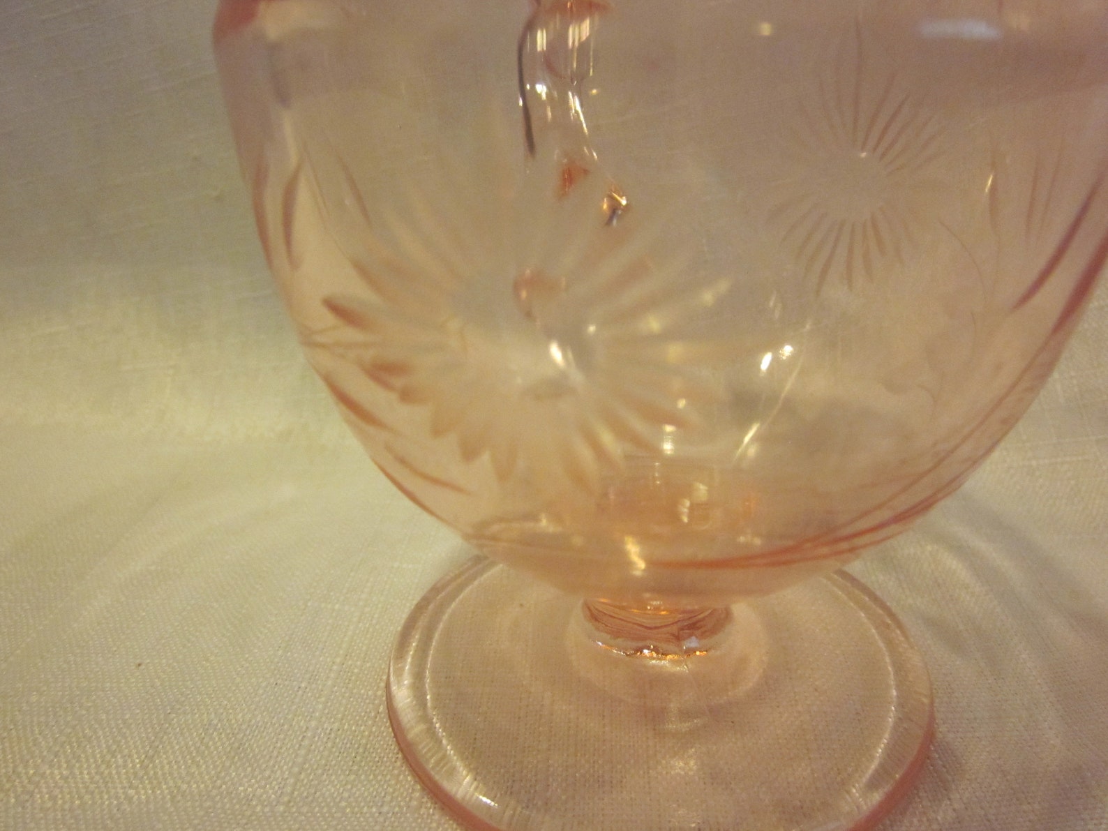 Vintage Pink Cut Glass Creamer Vintage Glass Creamer Starburst Floral ...