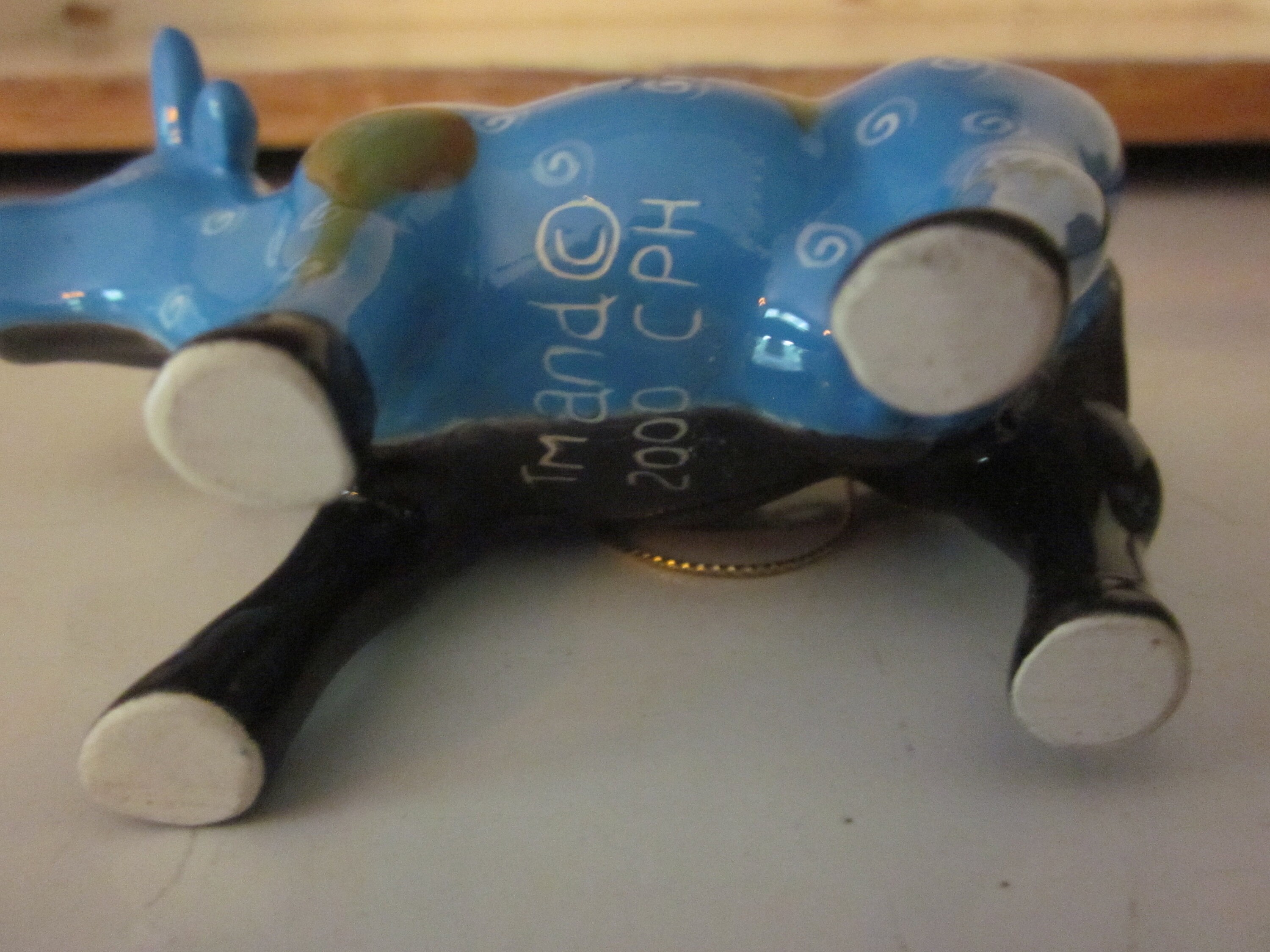 Ceramic Cow Ornament, Whimsical Blue Globe Figurine - Etsy