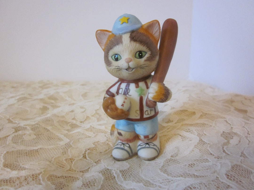 Baseball Kitty Figurine Cat Collectible Little League Cat - Etsy