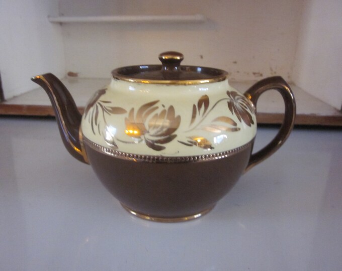 Sadler Brown, Gold and Cream Teapot Vintage Sadler Teapot James Sadler ...