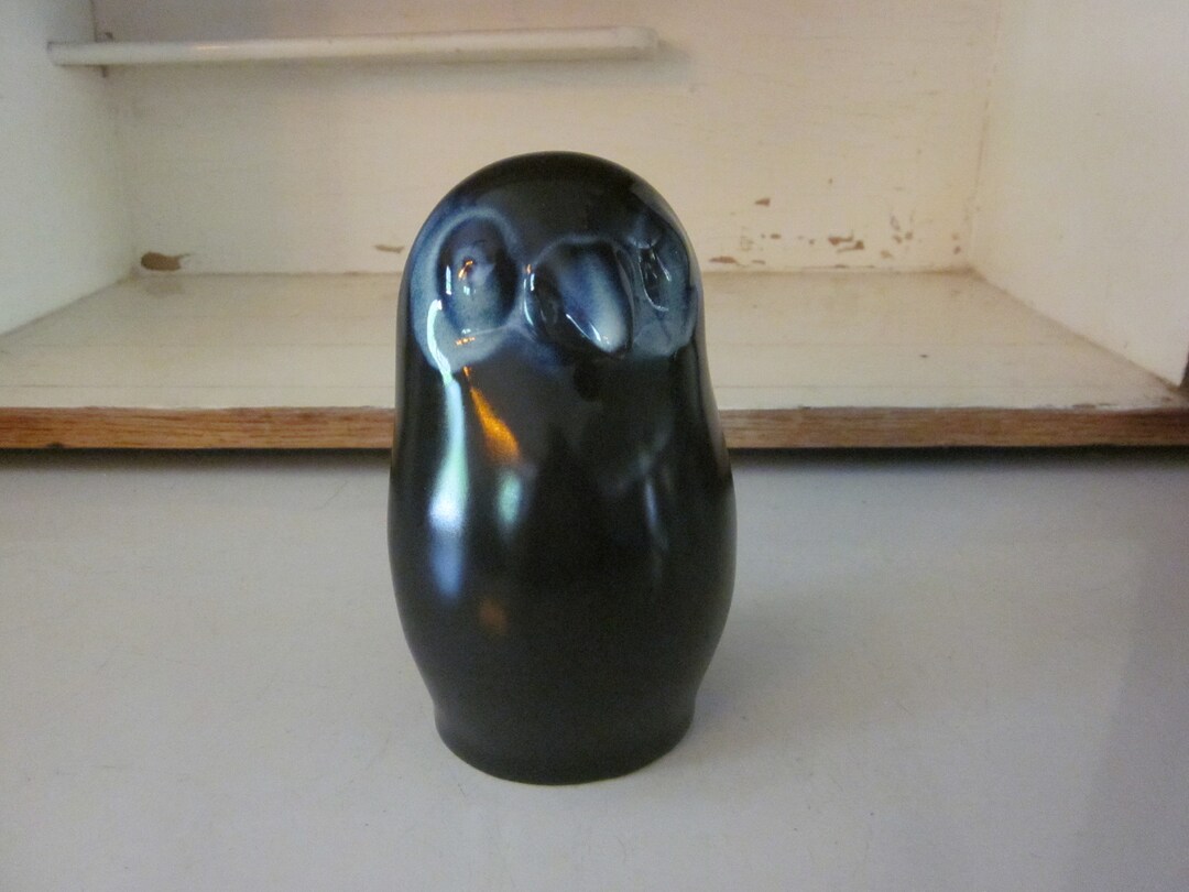 Blue Ceramic Owl Figurine Owl Collectible Barn Owl Blue Owl Home Decor ...