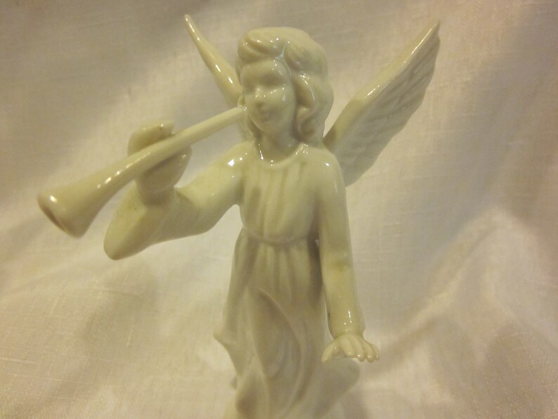 Enesco ceramic angel figurines pair of Enesco angels Christmas | Etsy