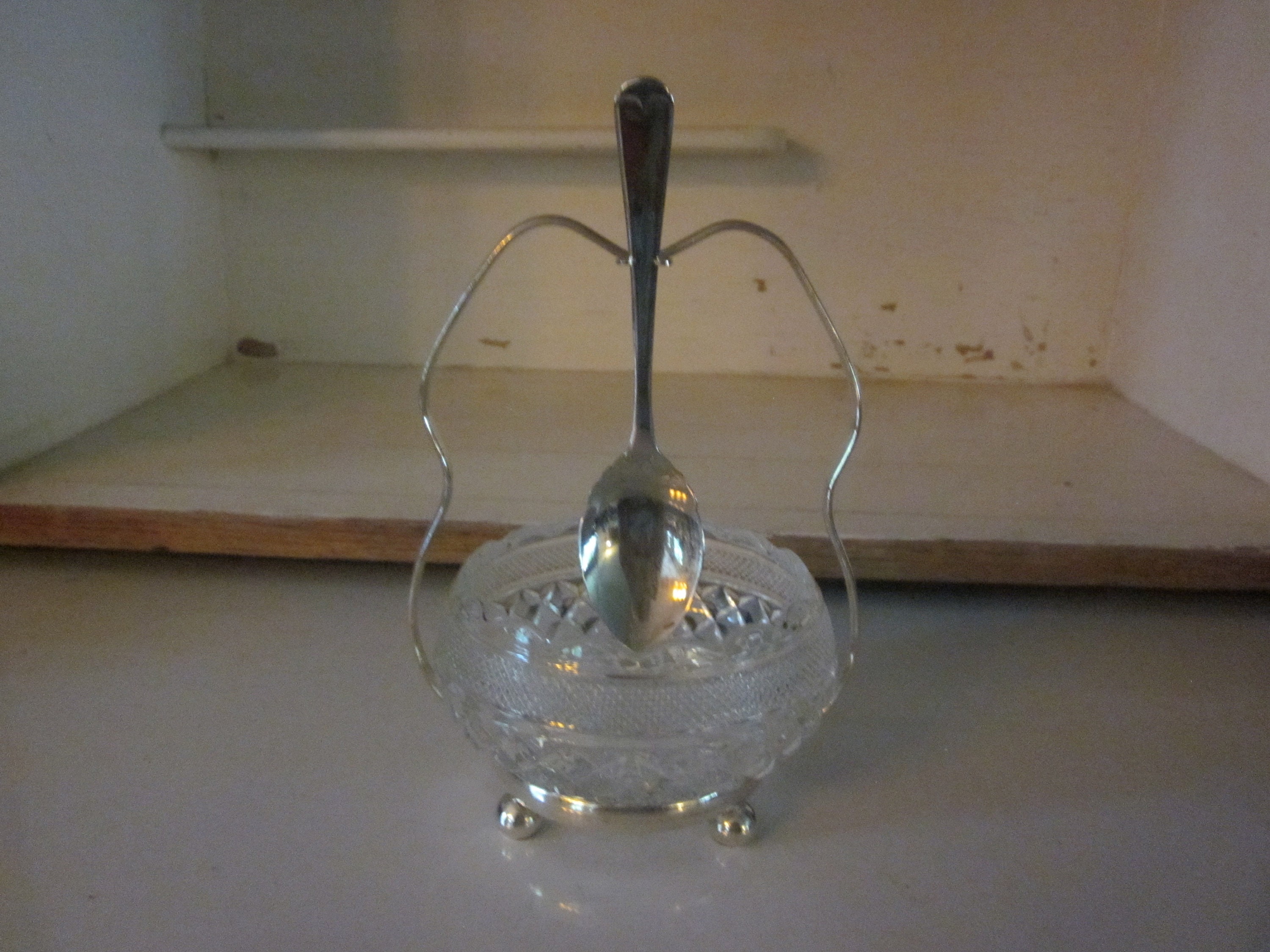 English Pressed Glass and Silverplate Jelly Server With - Etsy