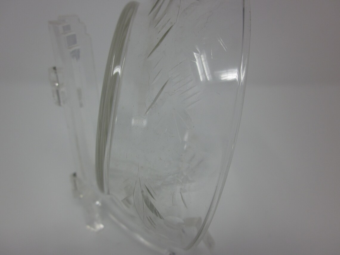 Small Etched Glass Dish Shallow Glass Dish Berry Dish Candy | Etsy