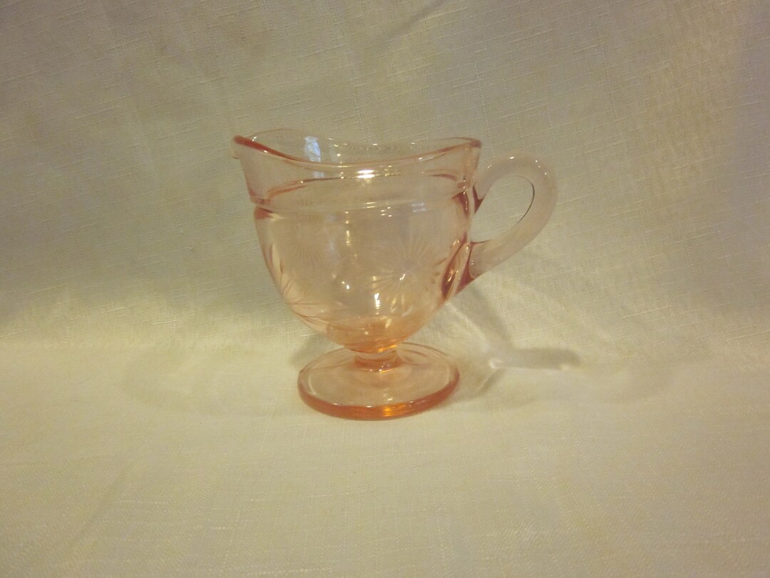 Vintage Pink Cut Glass Creamer Vintage Glass Creamer Starburst Floral ...