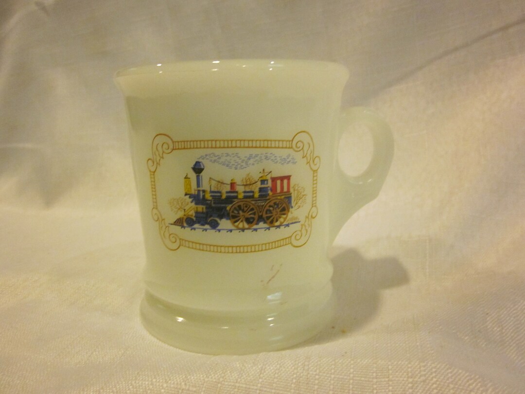 Vintage Avon Shaving Mug With Steam Train Avon Milk Glass Mug With ...