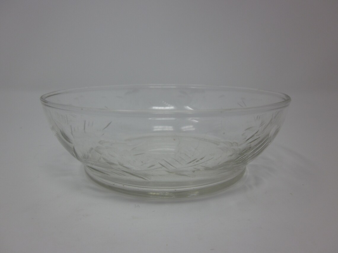 Small Etched Glass Dish Shallow Glass Dish Berry Dish Candy - Etsy