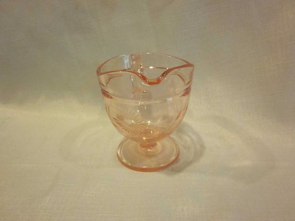 Vintage Pink Cut Glass Creamer Vintage Glass Creamer Starburst Floral ...