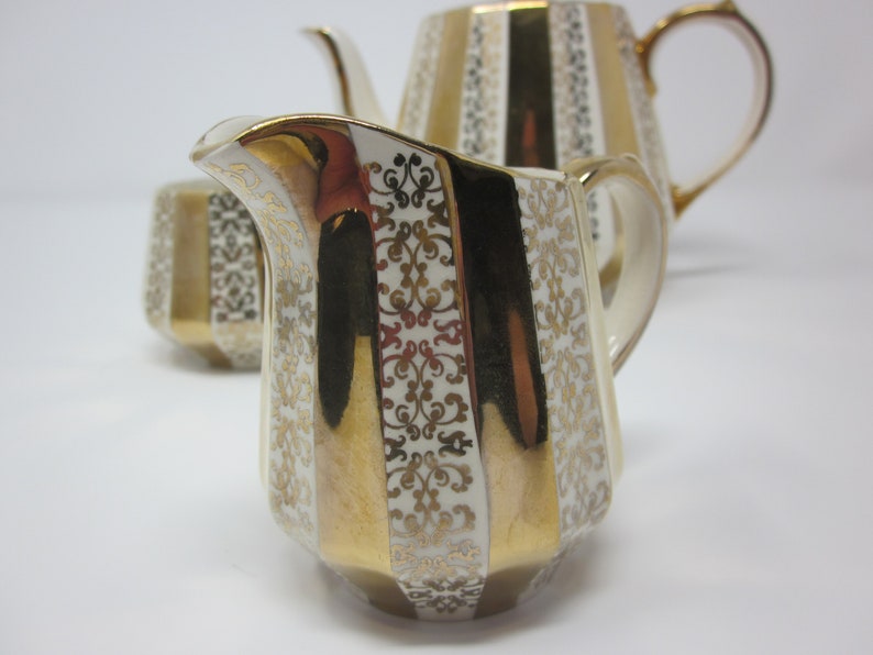 Sadler Tea Set Gold and White Sadler Teapot Creamer Open | Etsy