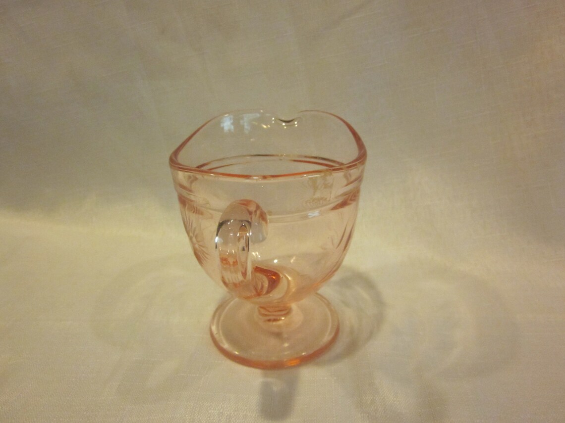 Vintage Pink Cut Glass Creamer Vintage Glass Creamer Starburst Floral ...